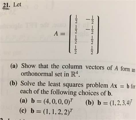 solved 21 let a show that the column vectors of a form an