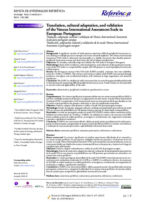 Pdf Translation Cultural Adaptation And Validation Of The Venous International Assessment