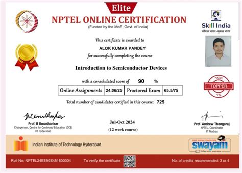 alok kumar pandey on linkedin nptel lifelonglearning achievement