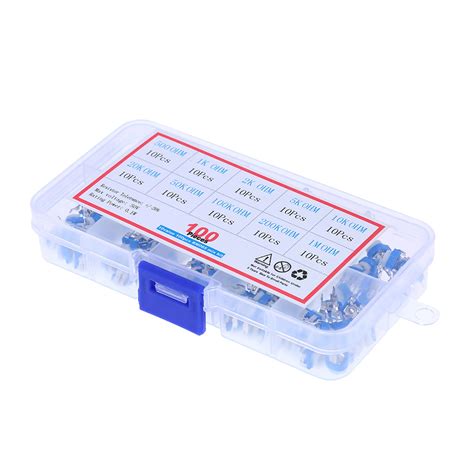 Buy Pepisky 100pcs 10 Values 500~1m Ohm Variable Resistor 6mm