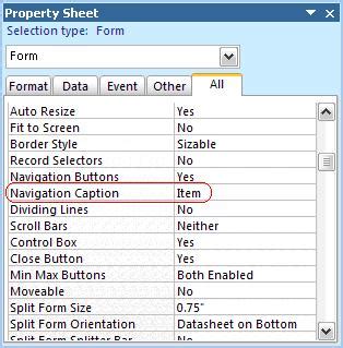 Using The Form Navigation Caption In Microsoft Access 2007 And Later