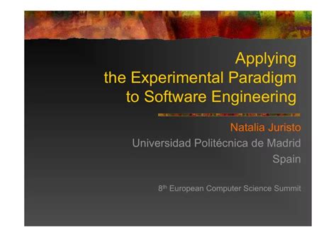 Ppt Applying The Experimental Paradigm To Software Engineering