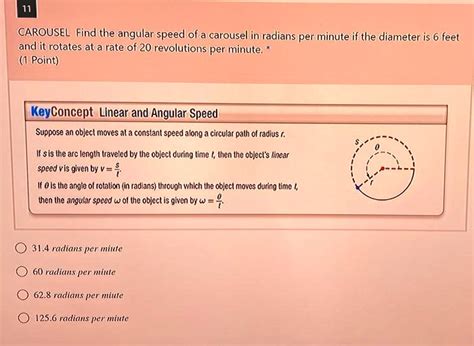 solved carousel find the angular speed of a carousel in radians per minute if the diameter is