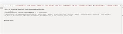 Getting A Table From A Json Text Response Url With Microsoft