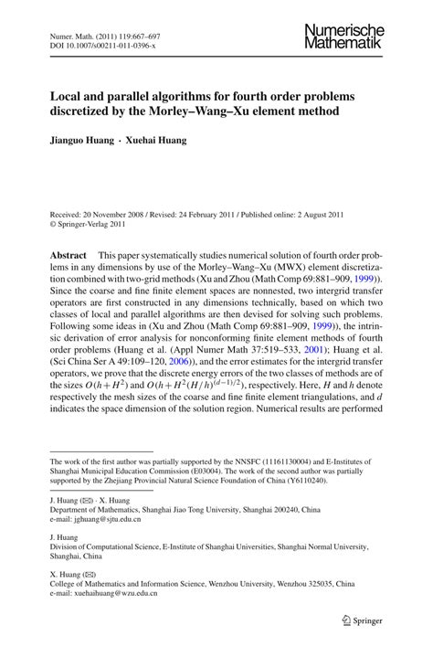 Pdf Local And Parallel Algorithms For Fourth Order Problems