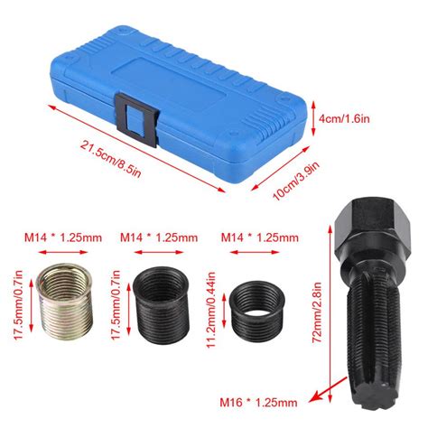 해외 16pcs 14mm X 125 스파크 플러그 나사 수리 도구 키트 M16 탭 W휴대용 케이스 스파크 플러그 수리 도구