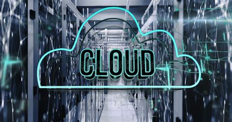 Cloud Computing Concept With Server Racks Digital Network Connections In Data Center Stock
