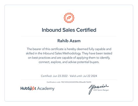 Hubspot Academy Inbound Sales Certification