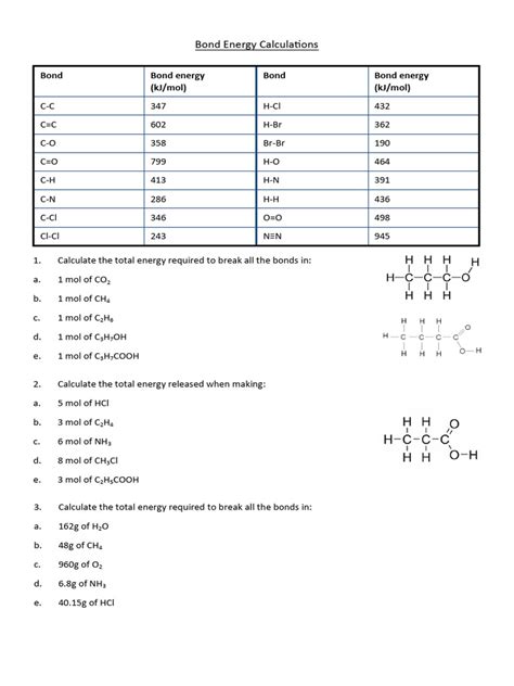 C331 Calculations Using Bond Energies Practice Questions Pdf