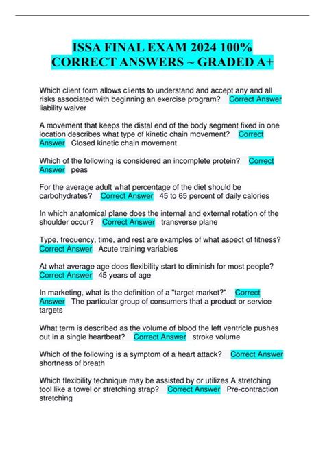 issa final exam 2024 100 correct answers ~ graded a issa cpt