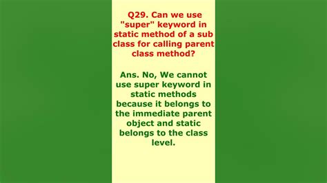 Interview Question 29 Can We Use Super In Static Methods Interviewquestions Java Viral
