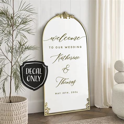 Welcome To Our Wedding Tall Sign Personalized Decal Wedding Mirror