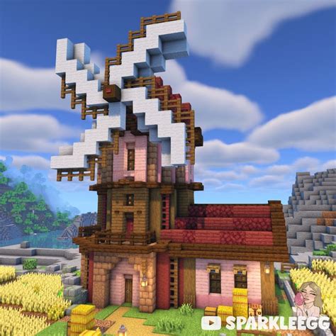 {minecraft} Cherry Mangrove Windmill Cute Minecraft Houses Minecraft Houses Minecraft Farm