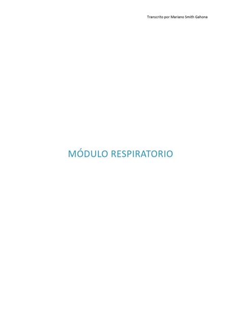 Módulo Respiratorio Pdf Resfriado Comun Medicina Clinica