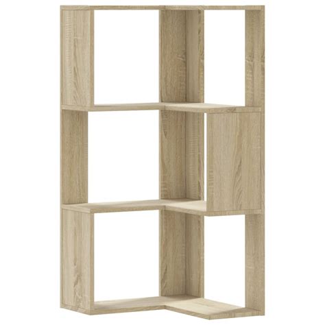 Vidaxl Bokhylle Hjørne 3 Lag Sonoma Eik 50x50x102 Cm Konstruert Tre