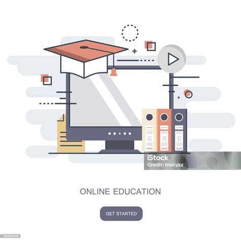 에 선 교육 E학습 개념을 라인 자습서 교육 평면 벡터 일러스트입니다 인터넷에 대한 스톡 벡터 아트 및 기타 이미지 인터넷 전자 학습 교육 강좌 Istock