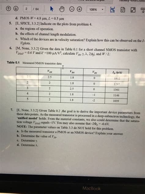 Chapter 3 Problem D Figure 0 3 Nmos And Pmos Devices