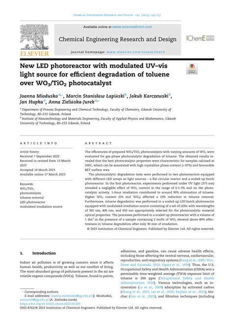 Pdf New Led Photoreactor With Modulated Uv Vis Light Source For Efficient Degradation Of