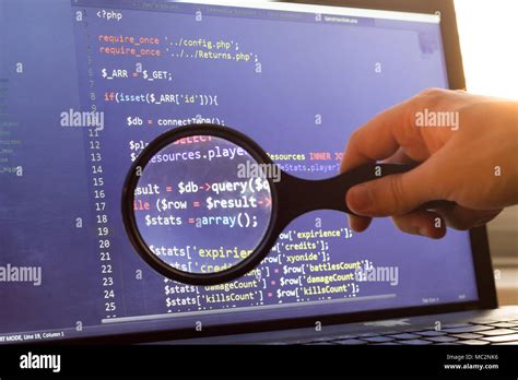 Php Back End Code Zoomed Through A Magnifier Computer Programming Source Code Lookup Abstract