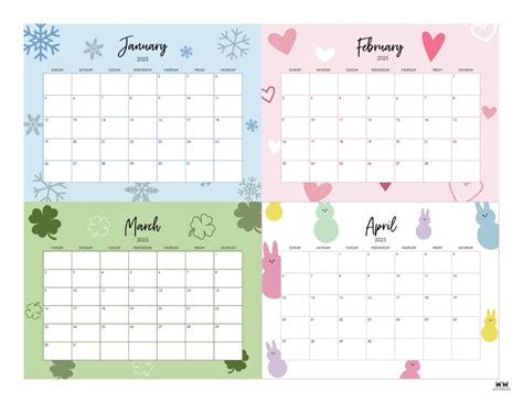 2025 Four Month Calendars 31 Free Printables Printabulk