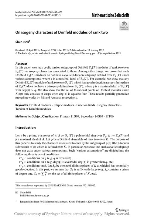 On Isogeny Characters Of Drinfeld Modules Of Rank Two