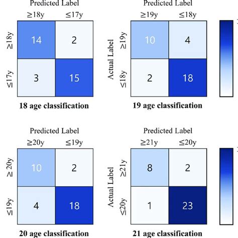 Confusion Matrices Of The Four Age Classification Models Download Scientific Diagram