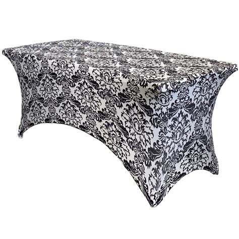 Stretch Spandex 6 Ft Rectangular Table Cover Damask Bridal Tablecloth
