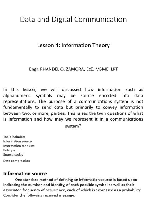 Lesson 4 Information Theory Pdf Information Code