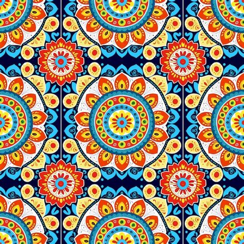 Premium Photo Seamless Floral Pattern With Primitive Elements