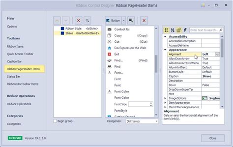 Page Header Items For WinForms Controls