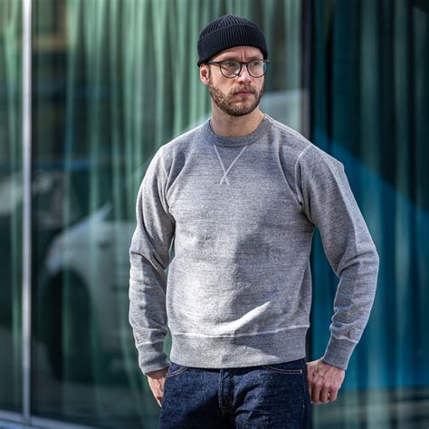 Buzz Ricksons 13oz Set In Crew Sweatshirt Grey Melange