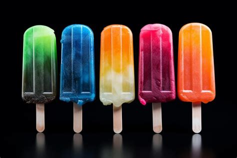 Premium Ai Image Arafly Colored Popsicles Lined Up In A Row Against A Black Background
