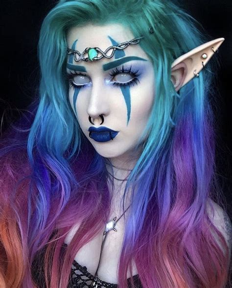 Riahboflavin Dark Elf Goth Mermaid Hair Cosplay Costume Cosplay Makeup Elf Makeup Costume
