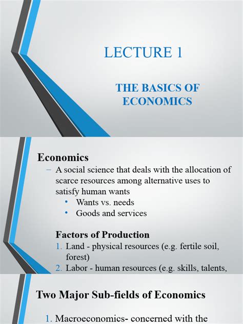 Lecture 1 The Basics Of Economics Pdf Economics Economic System