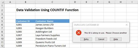 Formula Friday Using Countif Function With Data Validation To Check