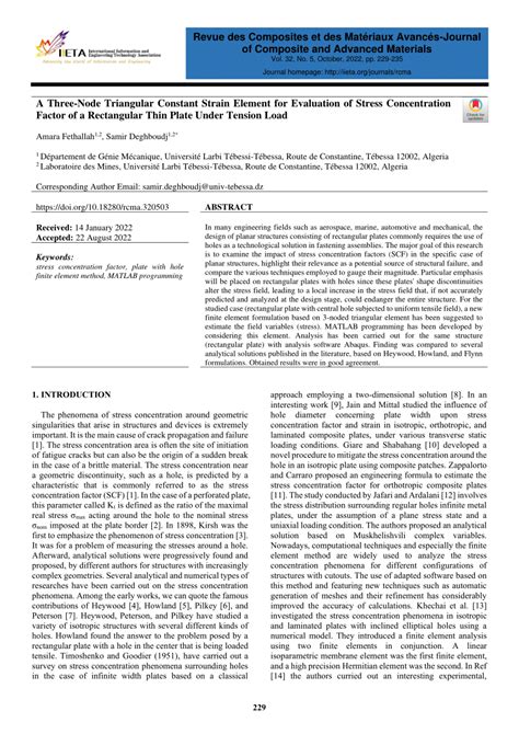 Pdf A Three Node Triangular Constant Strain Element For Evaluation Of