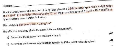 Solved Problem 1the First Order Irreversible Reaction A→b