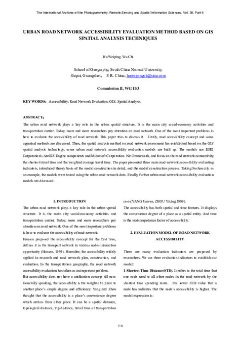 Pdf Urban Road Network Accessibility Evaluation Method Based On Gis