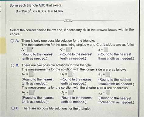 Solved Solve Each Triangle Abc That