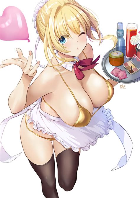 Nakajima Yuka Original 1girl O Apron Bare Shoulders Bikini
