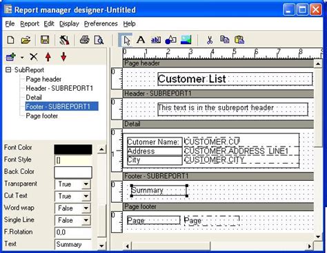 Subreport Header And Summary