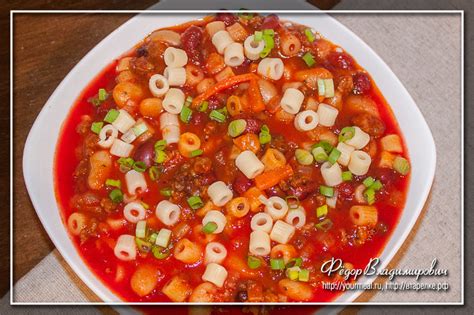 Итальянский густой овощной суп с фаршем, пастой и фасолью — Pasta e ...