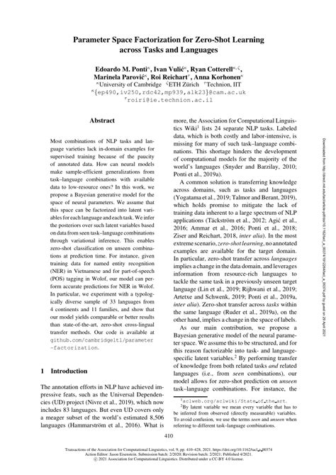 Pdf Parameter Space Factorization For Zero Shot Learning Across Tasks And Languages