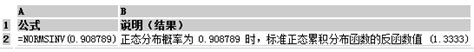 Normsinv返回标准正态累积分布函数的反函数excel杂文