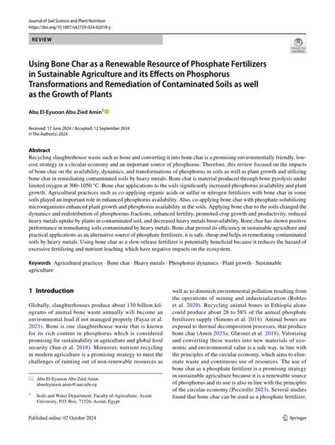 (PDF) Using Bone Char as a Renewable Resource of Phosphate Fertilizers in Sustainable ...