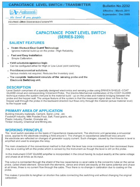 Capacitance Level Switch Pdf