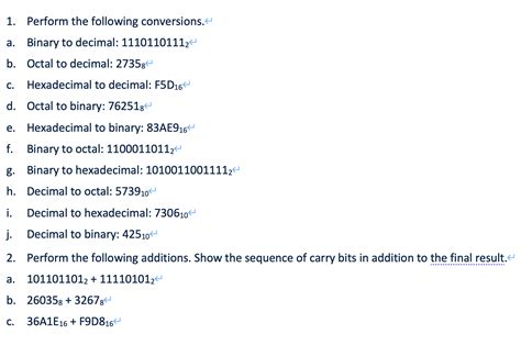 Solved Perform The Following Conversions A Binary To Chegg