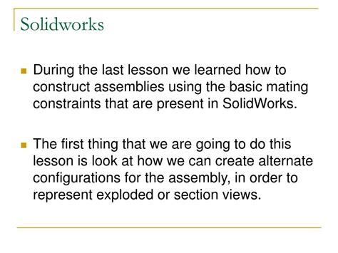 PPT Solidworks Lesson Assembly Configurations And Motion PowerPoint Presentation ID