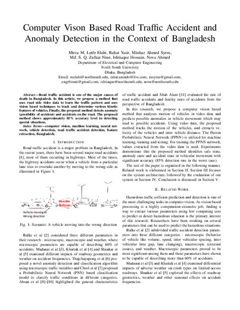 Pdf Computer Vison Based Road Traffic Accident And Anomaly Detection In The Context Of Bangladesh