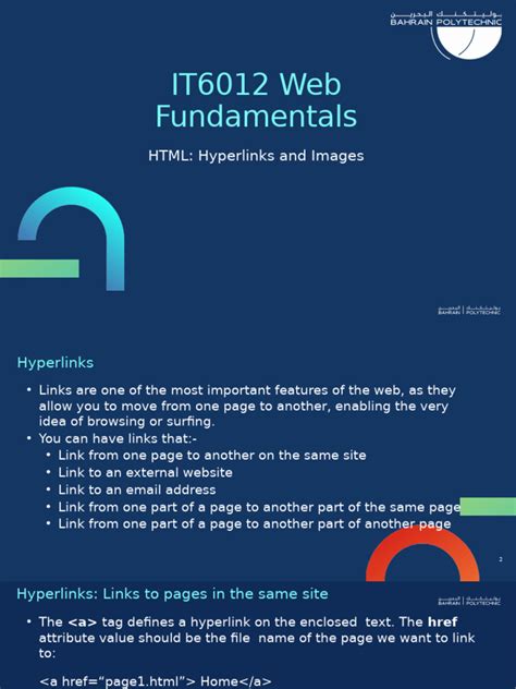 Hyperlinks And Images In Html Pdf Hyperlink Hypertext